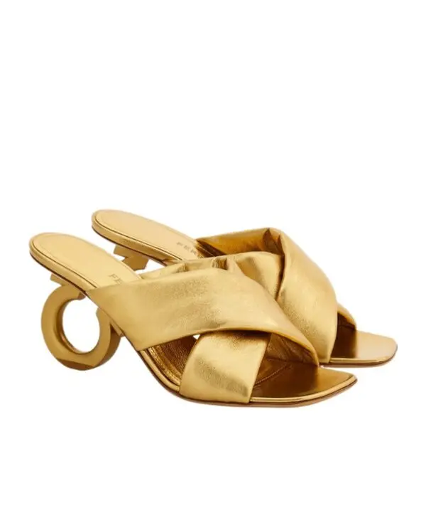 FERRAGAMO Padded Gancini Heel Sandals