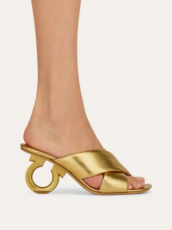 FERRAGAMO Padded Gancini Heel Sandals