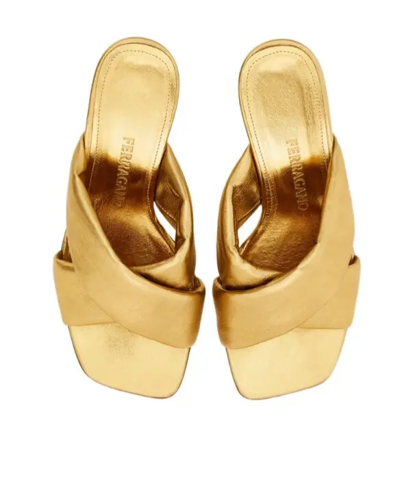 FERRAGAMO Padded Gancini Heel Sandals