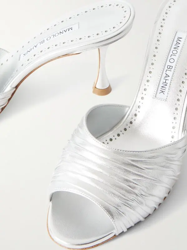 Manolo Blahnik Pirua High Heel Sandals - Silver