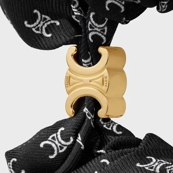 Celine Mini Triomphe Scrunchy In Silk And Brass