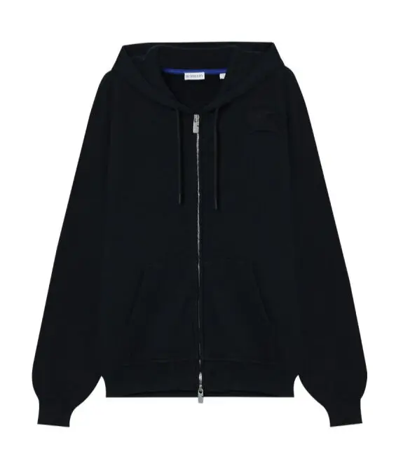 Burberry Embroidered Logo Zip Hoodie - Black