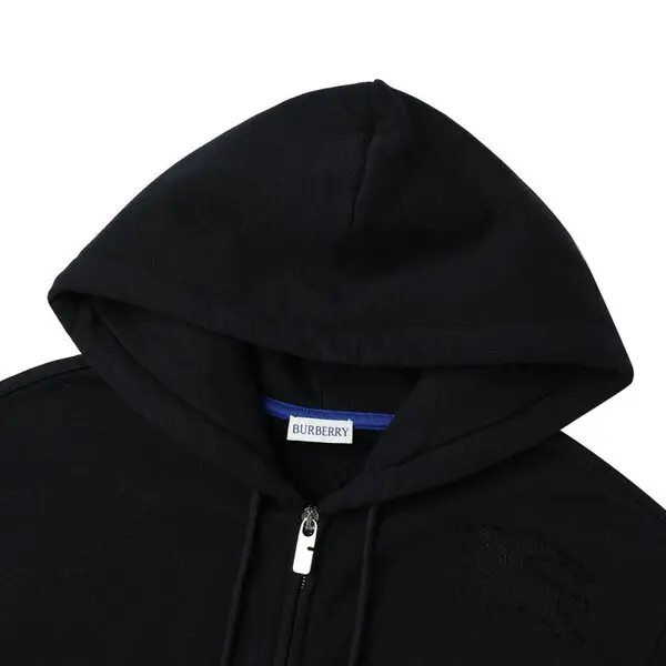 Burberry Embroidered Logo Zip Hoodie - Black
