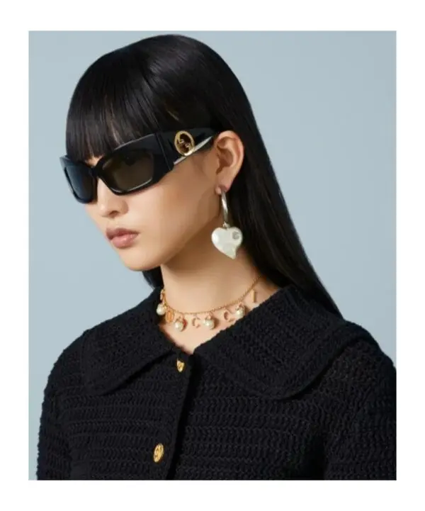 Gucci Geometric Frame Sunglasses - Black