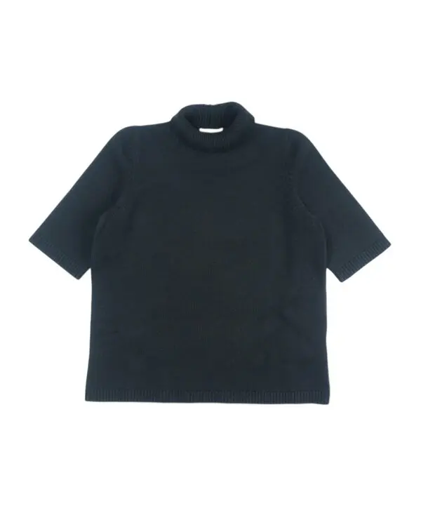 Alaïa High Neck Short Sleeve Knit Top - Black