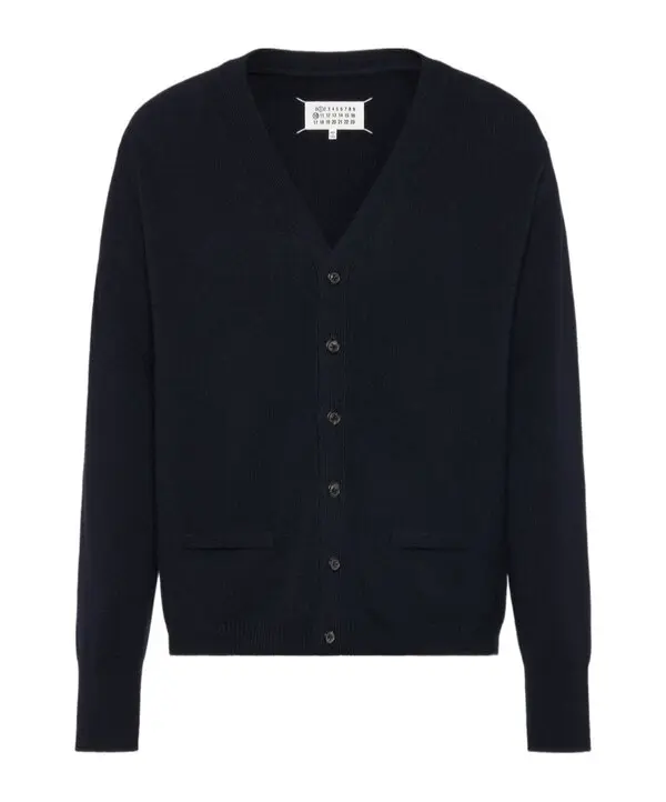 MAISON MARGIELA Cashmere V-neck Cardigan - Dark Blue