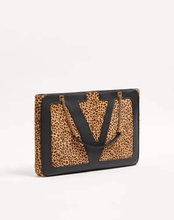 Valentino Garavani Viva Superstar Medium Shopping Bag In Calfskin With Pony Effect - Black