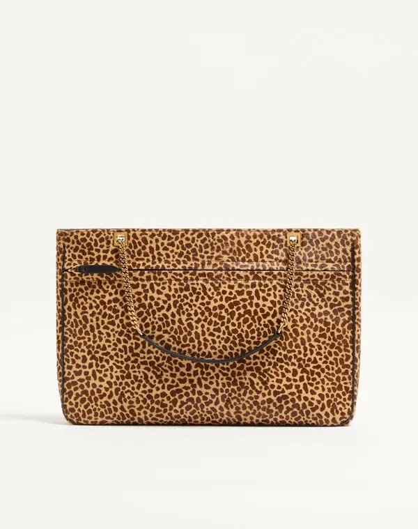 Valentino Garavani Viva Superstar Medium Shopping Bag In Calfskin With Pony Effect - Black