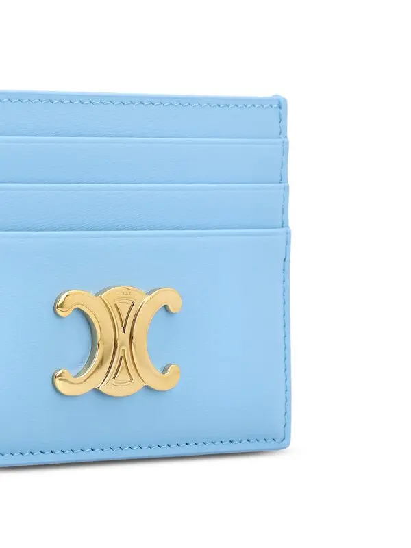 Celine Card Holder Triomphe In Shiny Calfskin - Blue