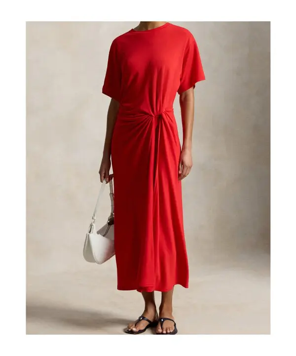 Polo Ralph Lauren Twist Detail Midi Dress - Red