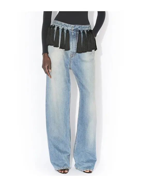 Alaïa Tasseled Wide-leg Jeans