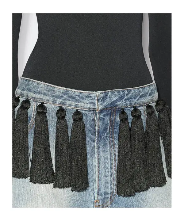 Alaïa Tasseled Wide-leg Jeans