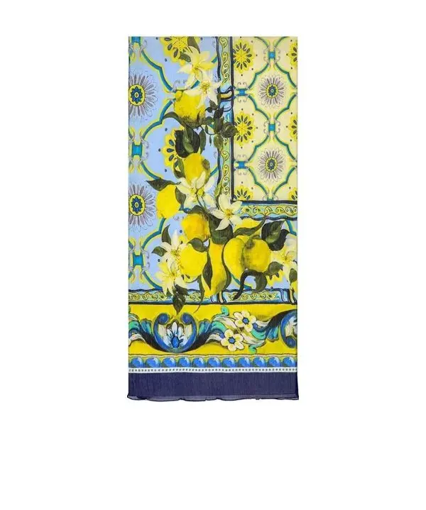 Dolce & Gabbana Printed Silk Scarf - Yellow