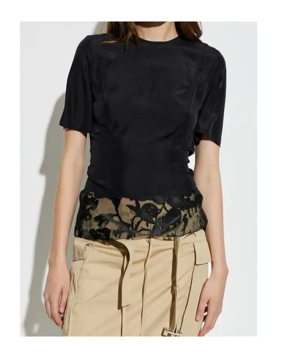 Alexander McQueen Asymmetrical Peplum T-shirt - Black
