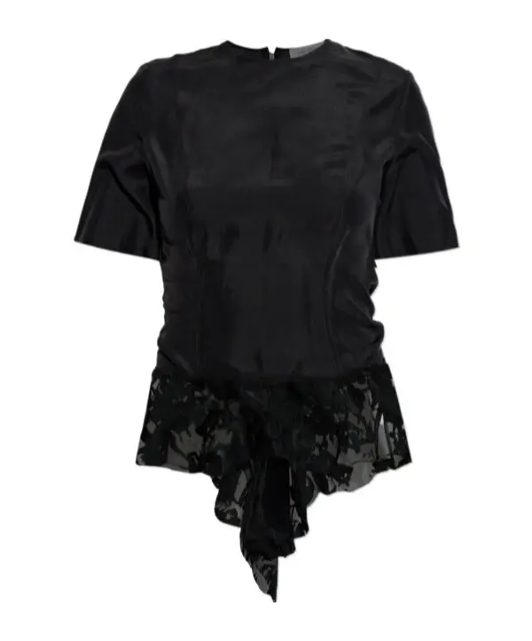 Alexander McQueen Asymmetrical Peplum T-shirt - Black