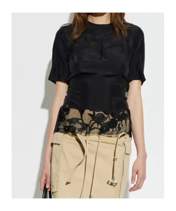 Alexander McQueen Asymmetrical Peplum T-shirt - Black