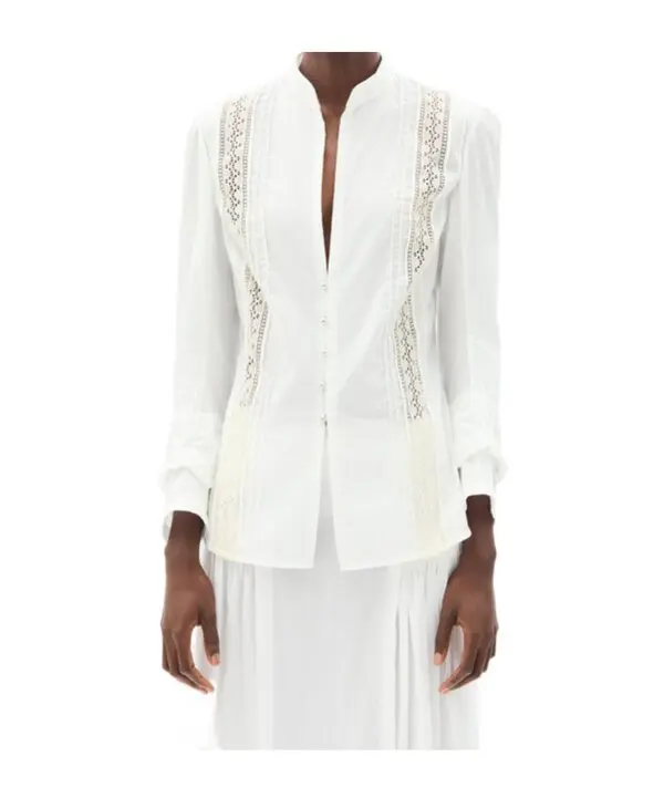 ANN DEMEULEMEESTER Open Front Shirt With Lace Detail - White