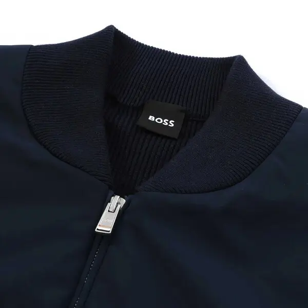 Hugo Boss Zip Knitted Bomber Jacket - Navy Blue