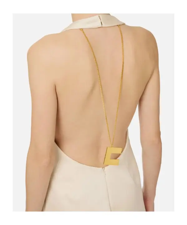 Elisabetta Franchi Duchess Satin Halterneck Mini Dress - Cream