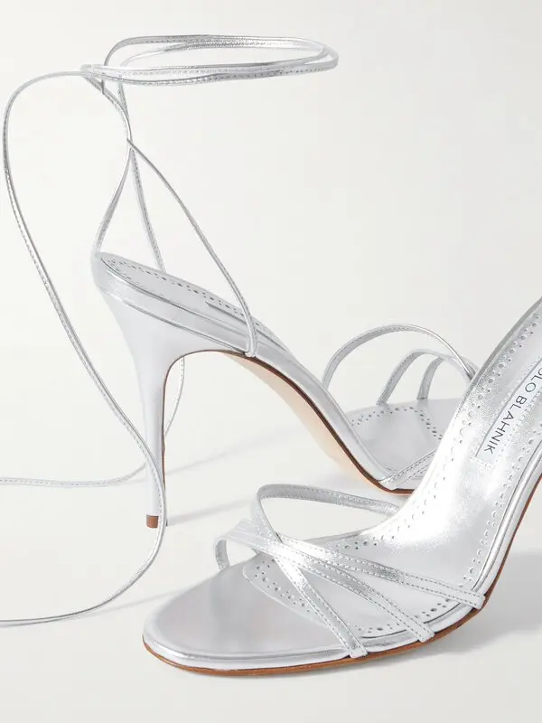 Manolo Blahnik Round Toe High Heel Sandals - White