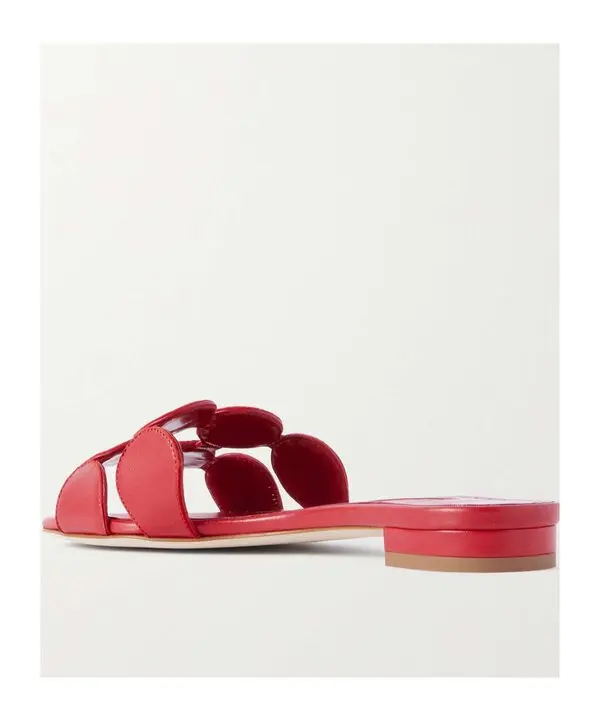 Manolo Blahnik Round Toe Graphic Cut-out Strap Sliders