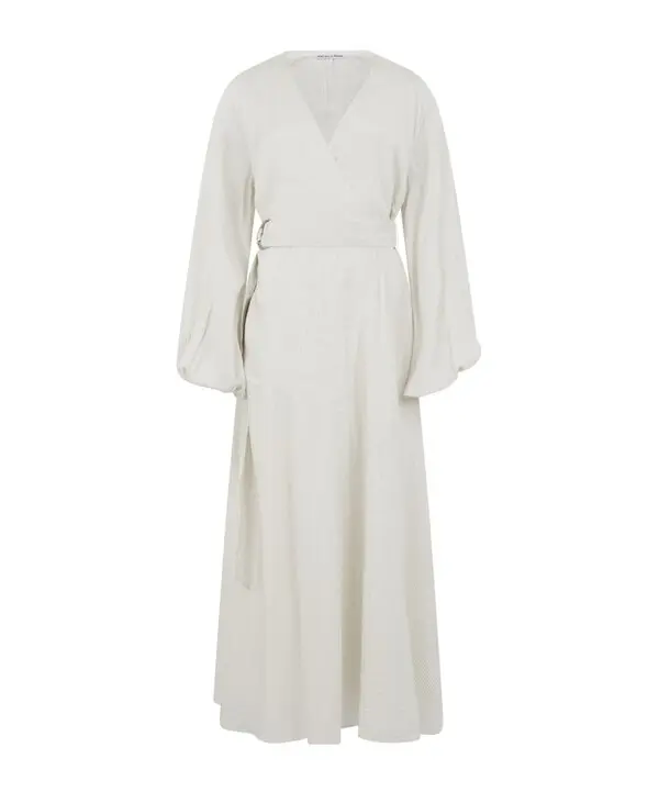 Veronica Beard V-neck Bishop Sleeve Belted Maxi Dress - No