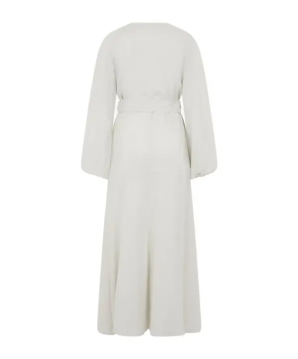 Veronica Beard V-neck Bishop Sleeve Belted Maxi Dress