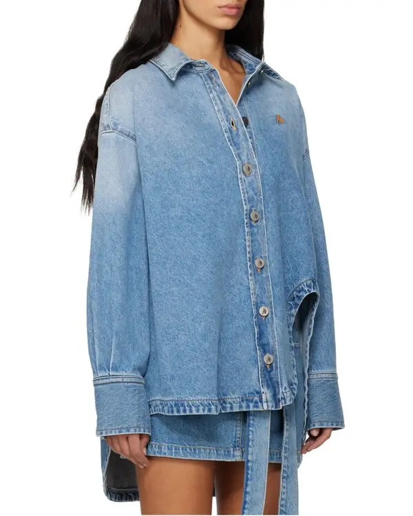 Attico The Diana Oversized Denim Jacket With Embroidered Logo