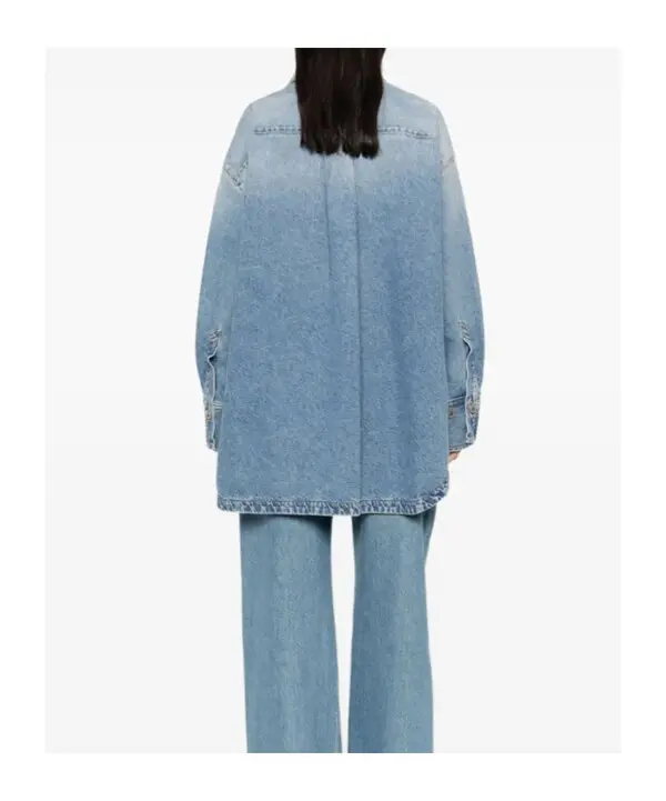 Attico The Diana Oversized Denim Jacket With Embroidered Logo