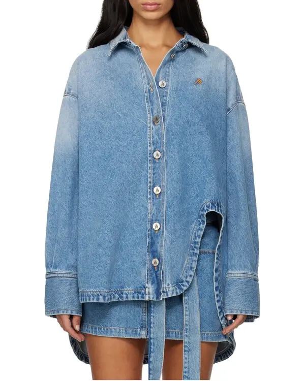 Attico Asymmetric Hem Denim Shirt