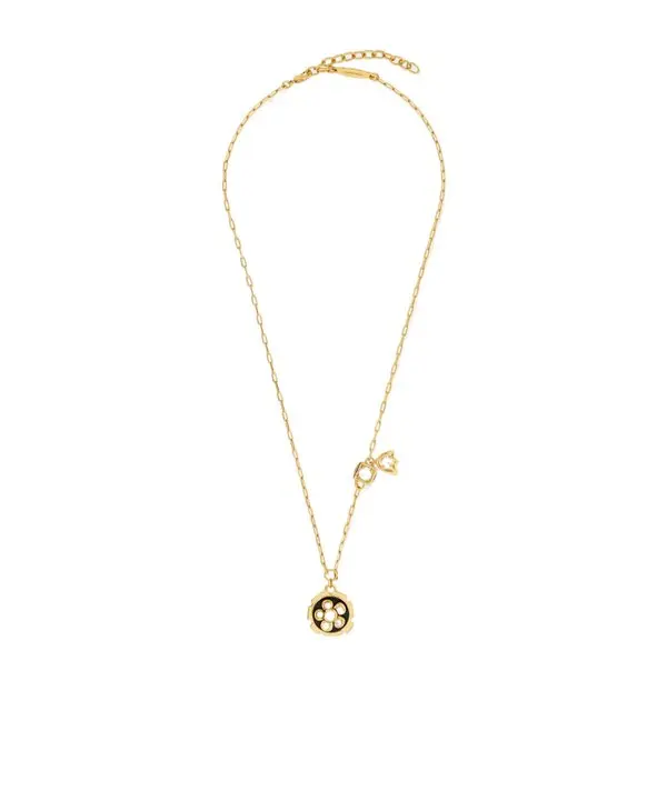 FERRAGAMO Gold-finish Necklace With Flower Pendant - Gold/black