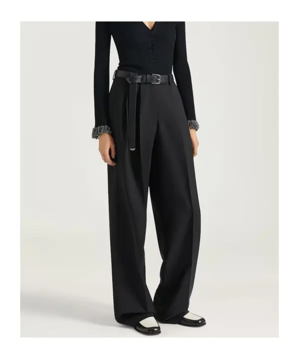 Givenchy Double Pleated Wide Leg Trousers - Black