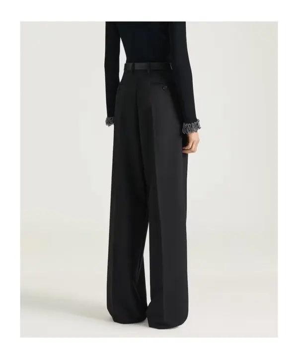 Givenchy Double Pleated Wide Leg Trousers - Black