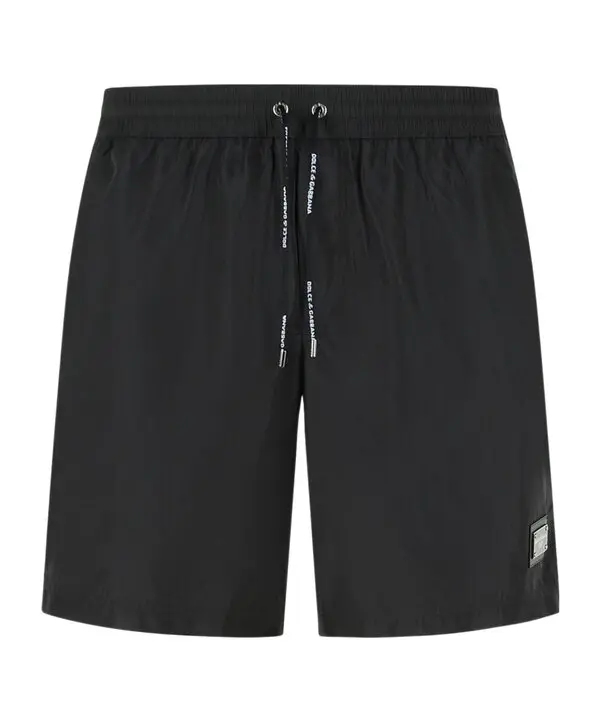 Dolce & Gabbana Logo Plate Swim Shorts - Black
