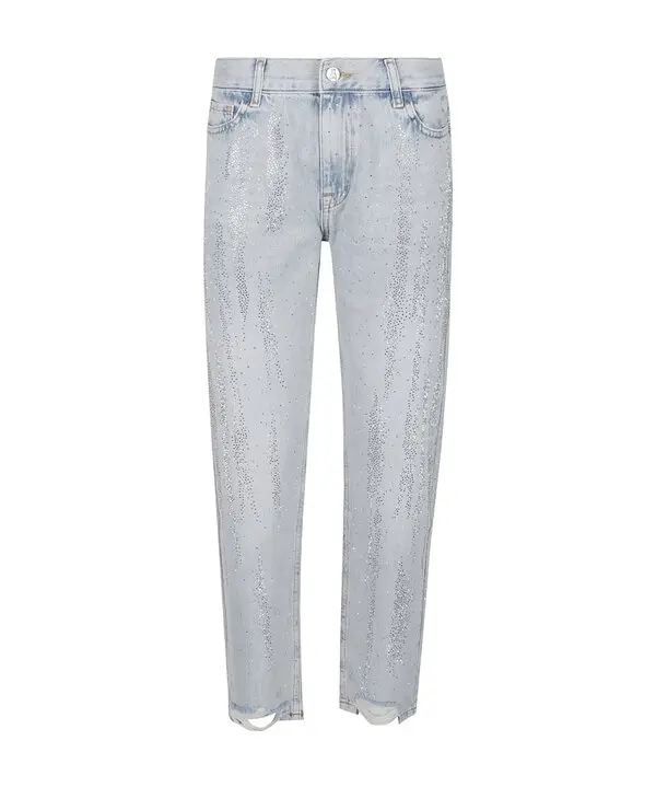 Patrizia Pepe Embellished Distressed Cigarette Jeans - Light Blue