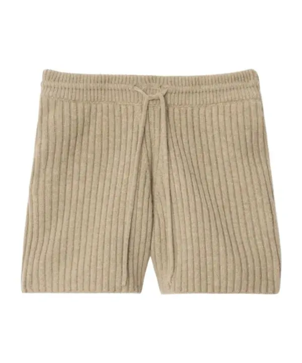 Burberry Ribbed Drawstring Shorts With Check Pocket