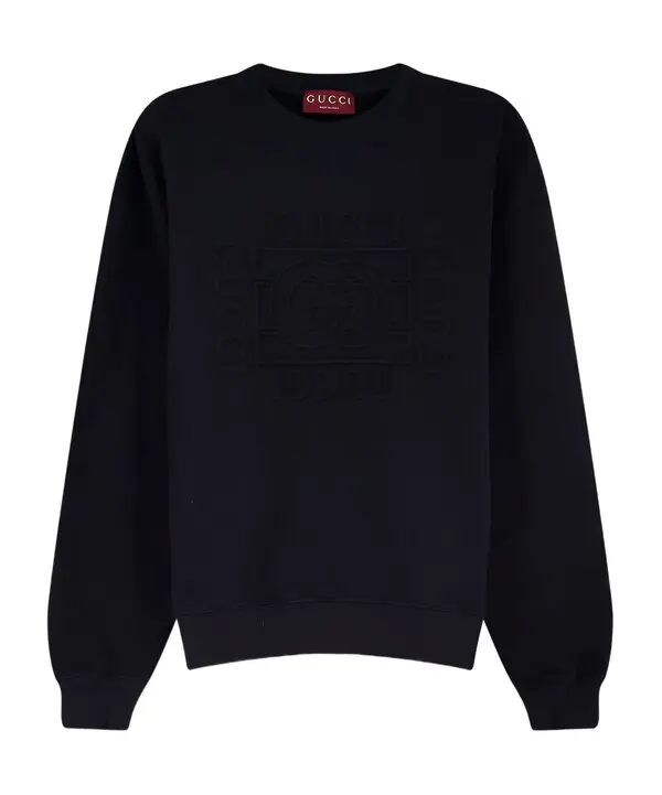 Gucci Brushed Jersey Sweatshirt With Interlocking G Embossing - Black