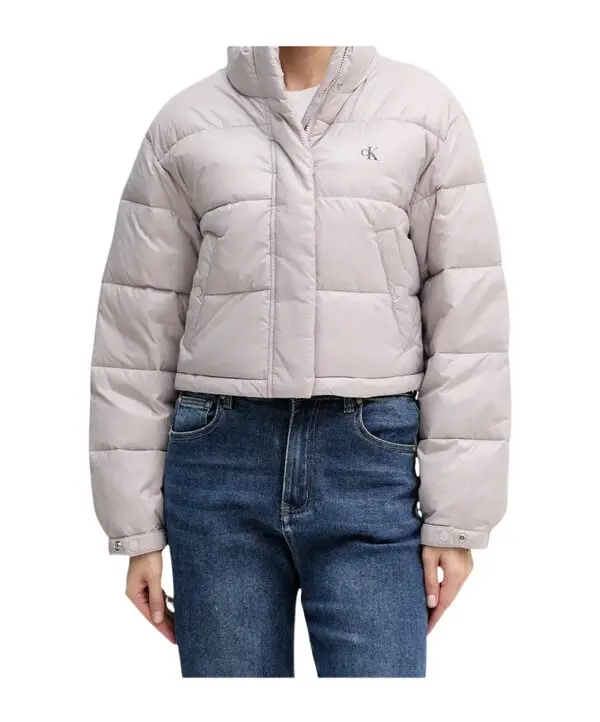 Calvin Klein Cropped Puffer Coat With High Neck - White