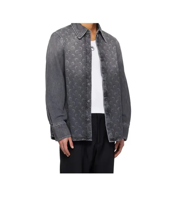 MARINE SERRE Long-sleeved Denim Shirt