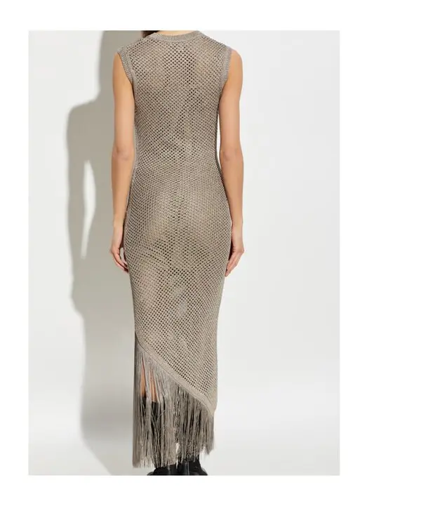 ALLSAINTS Jessie Fringed Knitted Maxi Dress - Nude