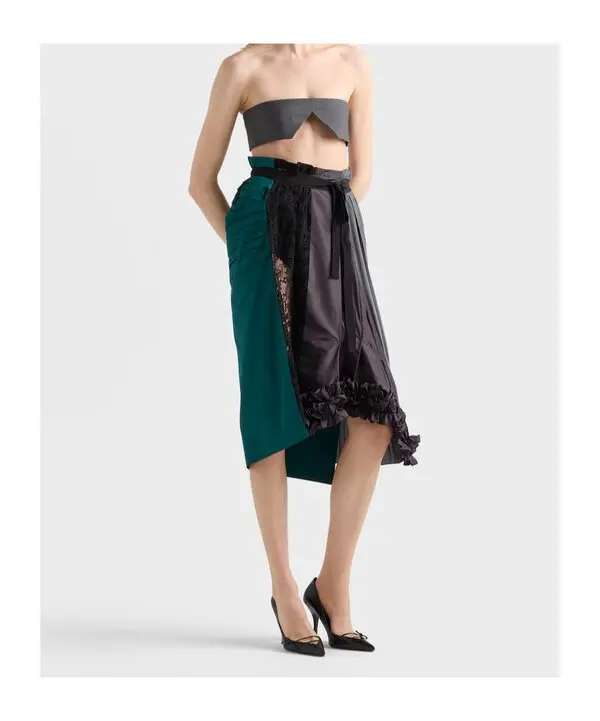 Prada Floral Lace Detailed Midi Skirt