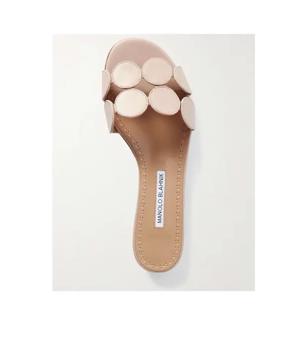 Manolo Blahnik Round Toe Graphic Cut-out Slippers - Light Brown