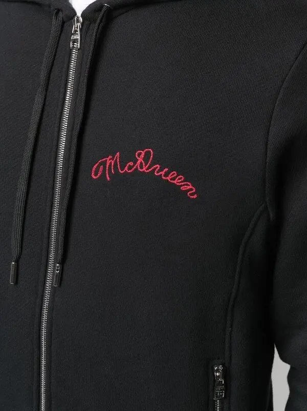 Alexander McQueen Embroidered Logo Zip-up Hoodie