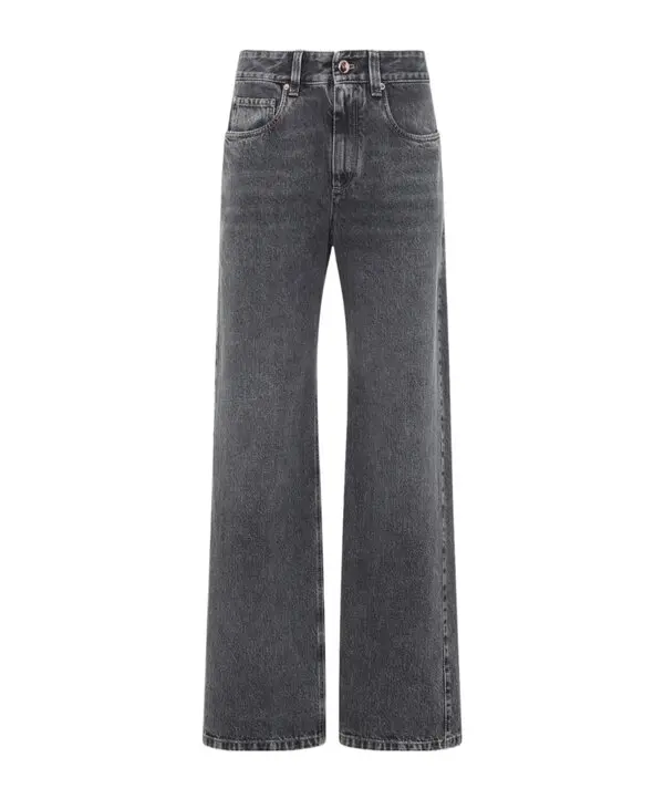 Brunello Cucinelli Mid-rise Wide-leg Jeans - Black