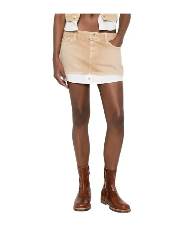 7 For All Mankind Patchwork Button-fastening Mini Skirt