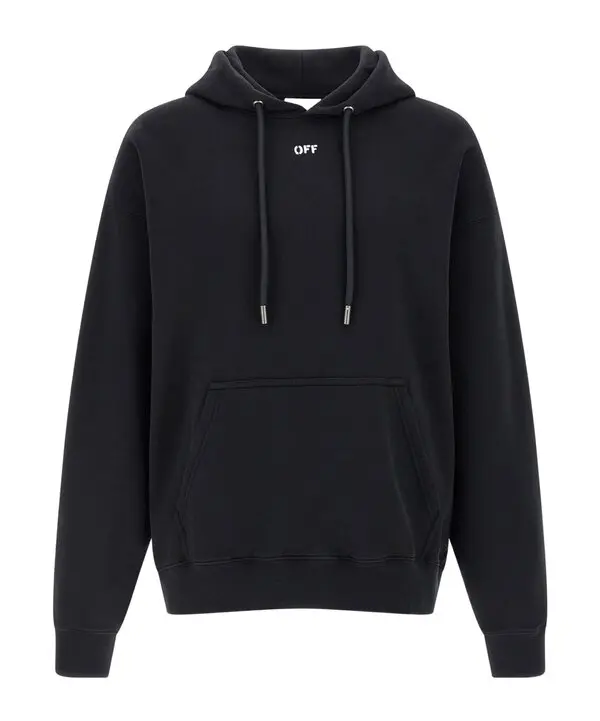Off-White Logo Print Drawstring Hoodie - Black