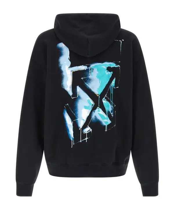 Off-White Logo Print Drawstring Hoodie - Black