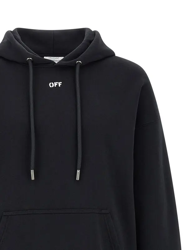 Off-White Logo Print Drawstring Hoodie - Black