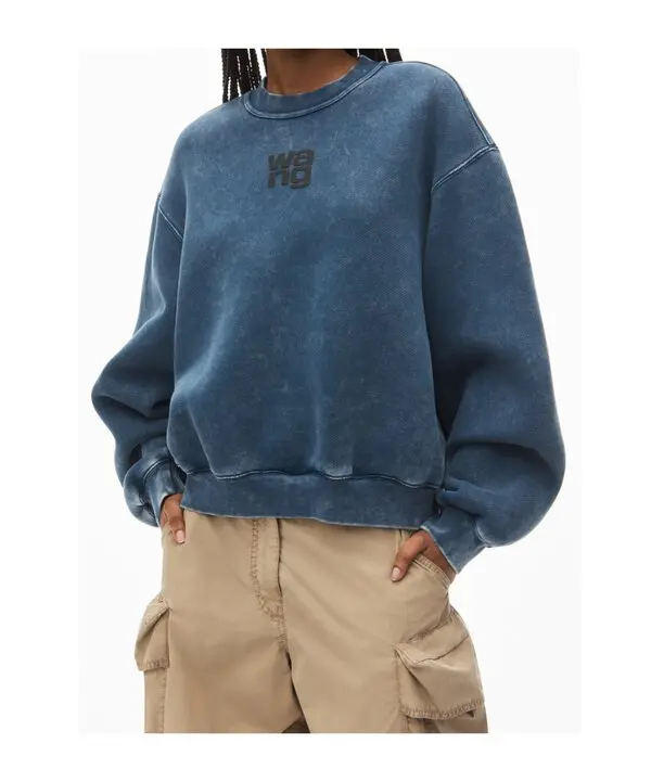 Alexander Wang Logo Embossed Crewneck Sweatshirt - Blue