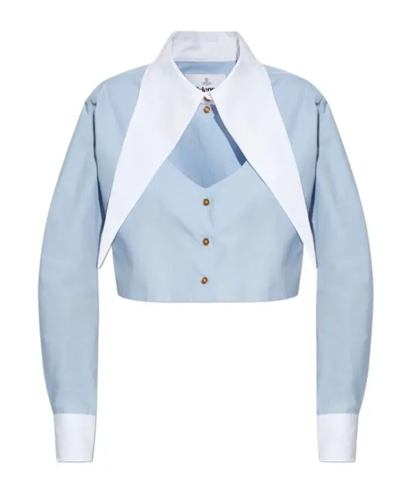 VIVIENNE WESTWOOD Cropped Shirt With Cut-out Detail - Blue